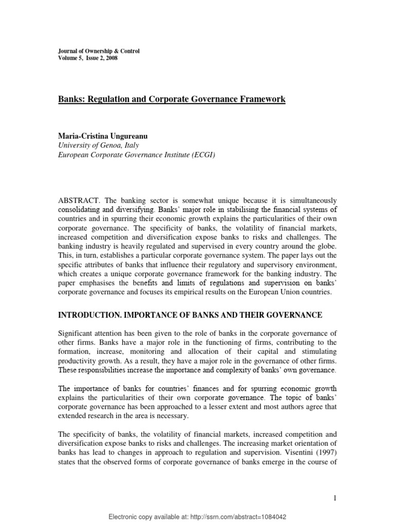 Banks - Regulation and Corporate Governance Framework | PDF | Basel Ii ... Banks - Regulation and Corporate Governance Framework | PDF | Basel Ii ...