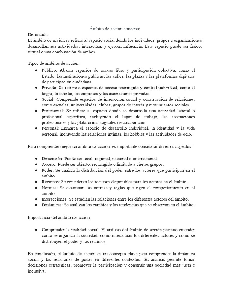 Definición y tipos de ámbito de acción | PDF | Sociedad | Educación en ...