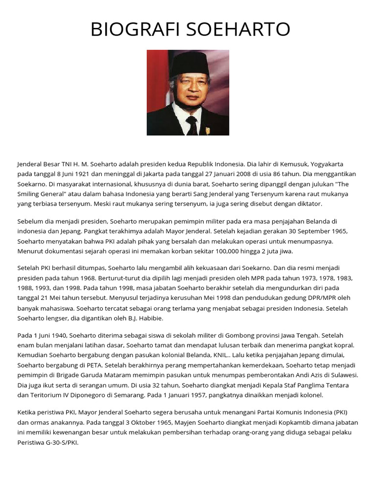 Biografi Soeharto - 20240201 - 191936 - 0000 | PDF