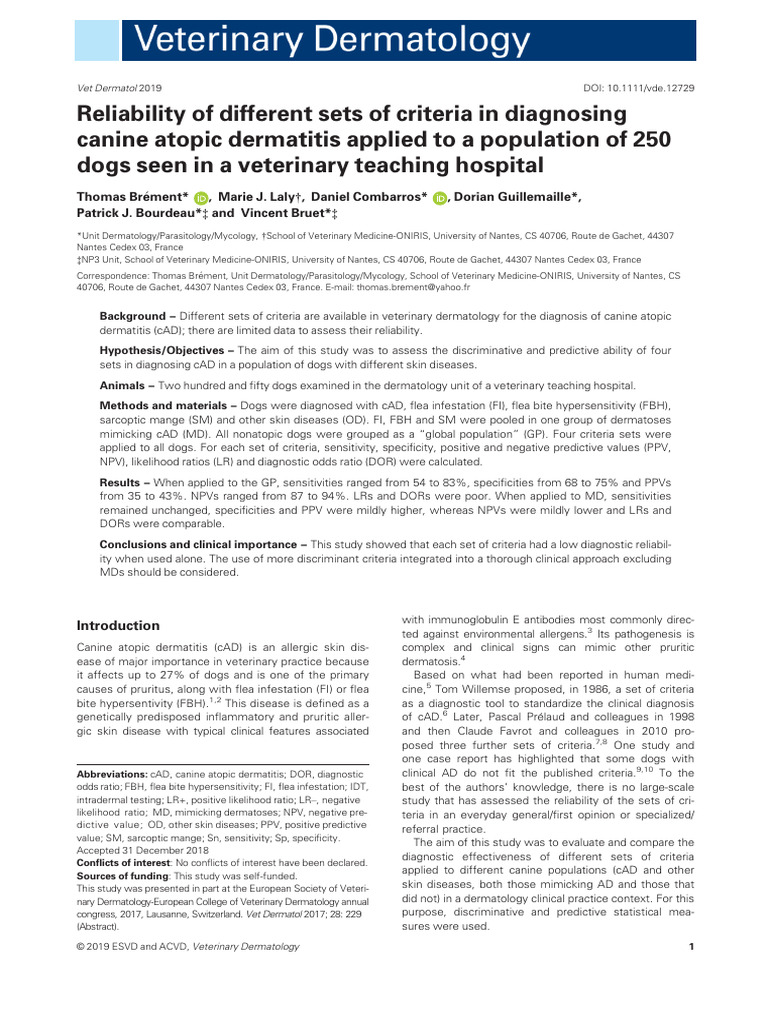 ArchivetempCRITERIOS DIAGNOSTICOS ATOPIA, Reliability of Different Sets ...