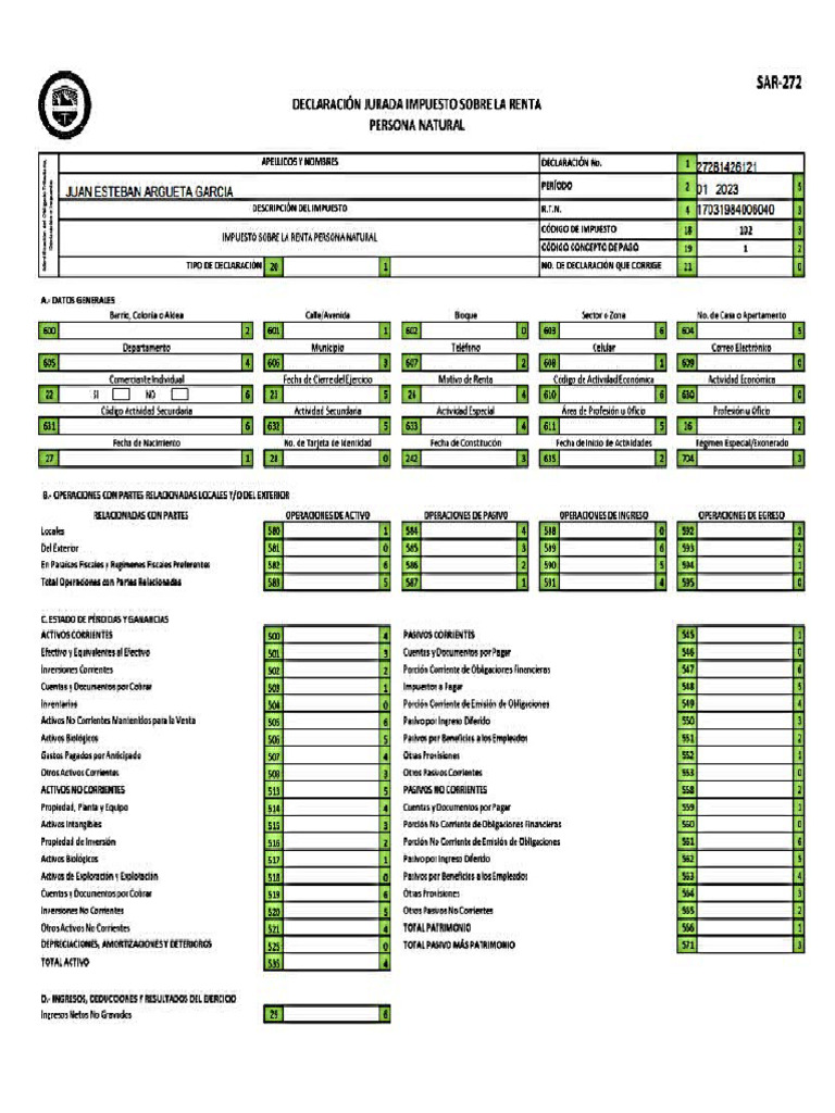 Declaracion ISR Persona Natural | PDF