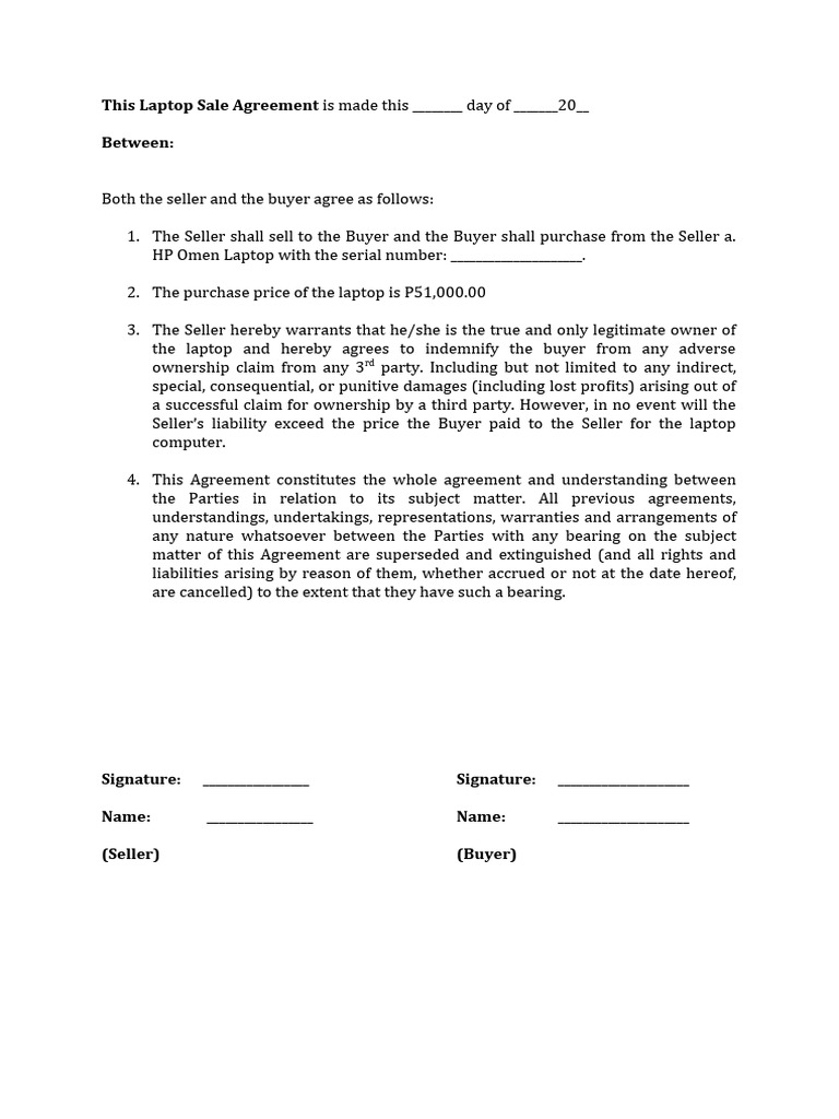 This Laptop Sale Agreement Is Made This | PDF