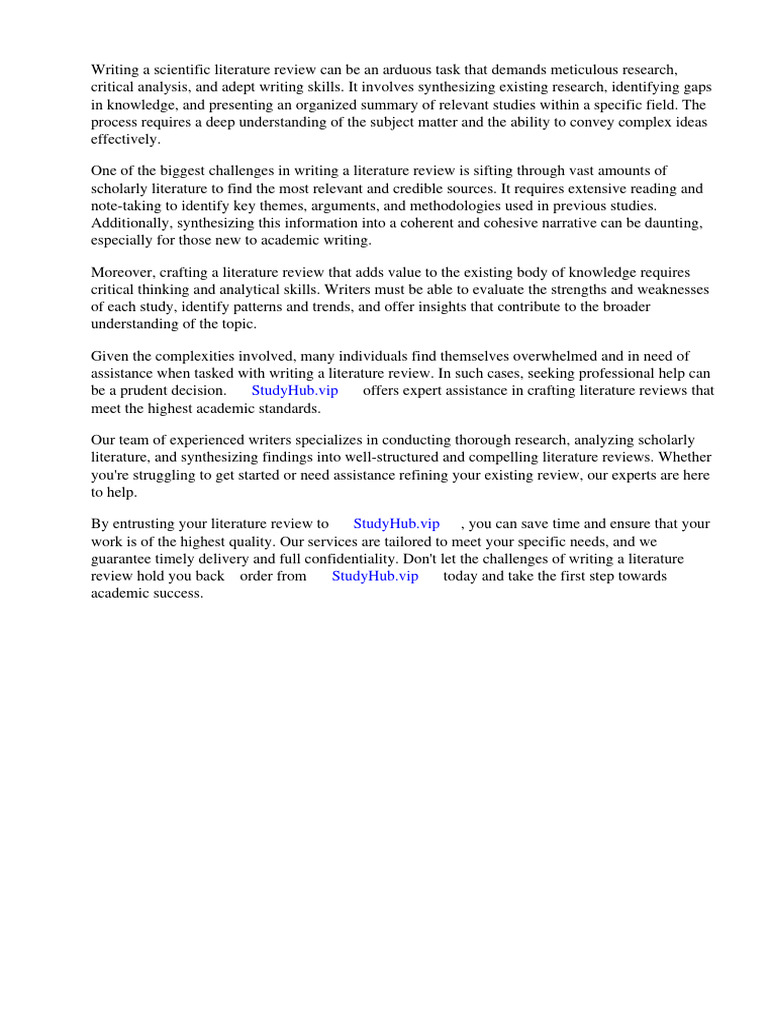 Writing A Scientific Literature Review Example | PDF | Literature Review | Science