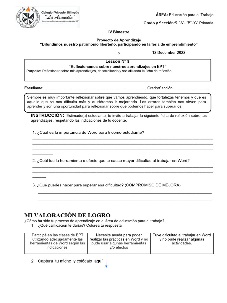 Reflexión Aprendizaje en Word Primaria | PDF | Aprendizaje | Modificación de comportamiento