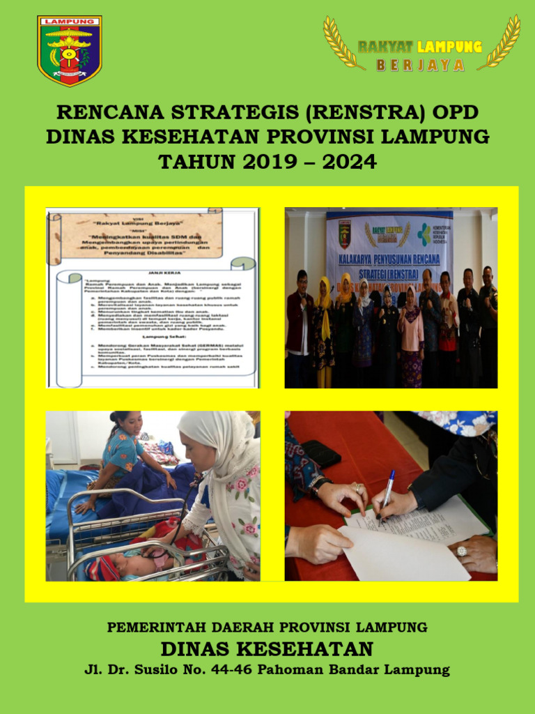 Rencana Strategis Renstra Dinkes Lampung 2019 2024 | PDF | Pengelolaan Keuangan & Uang | Ilmu Sosial