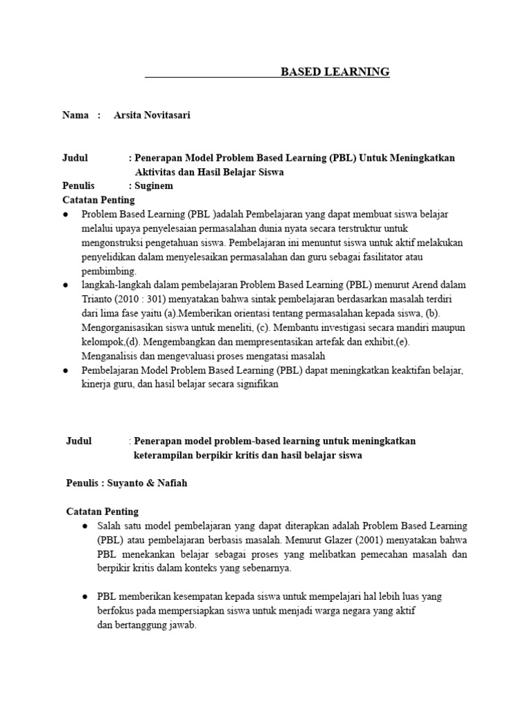 Referensi Problem Based Learning | PDF | Karier & Perkembangan