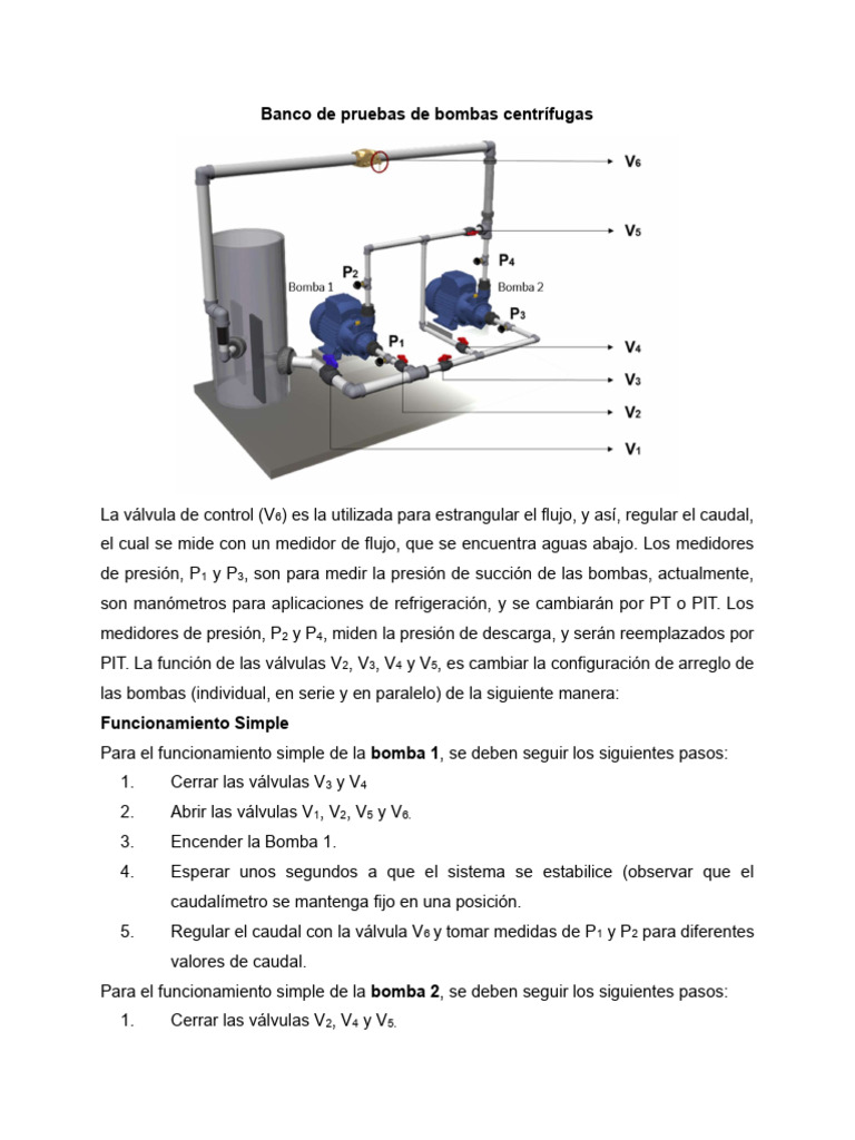 Banco de Pruebas de Bombas Centrífugas - Funcionamiento | PDF ...