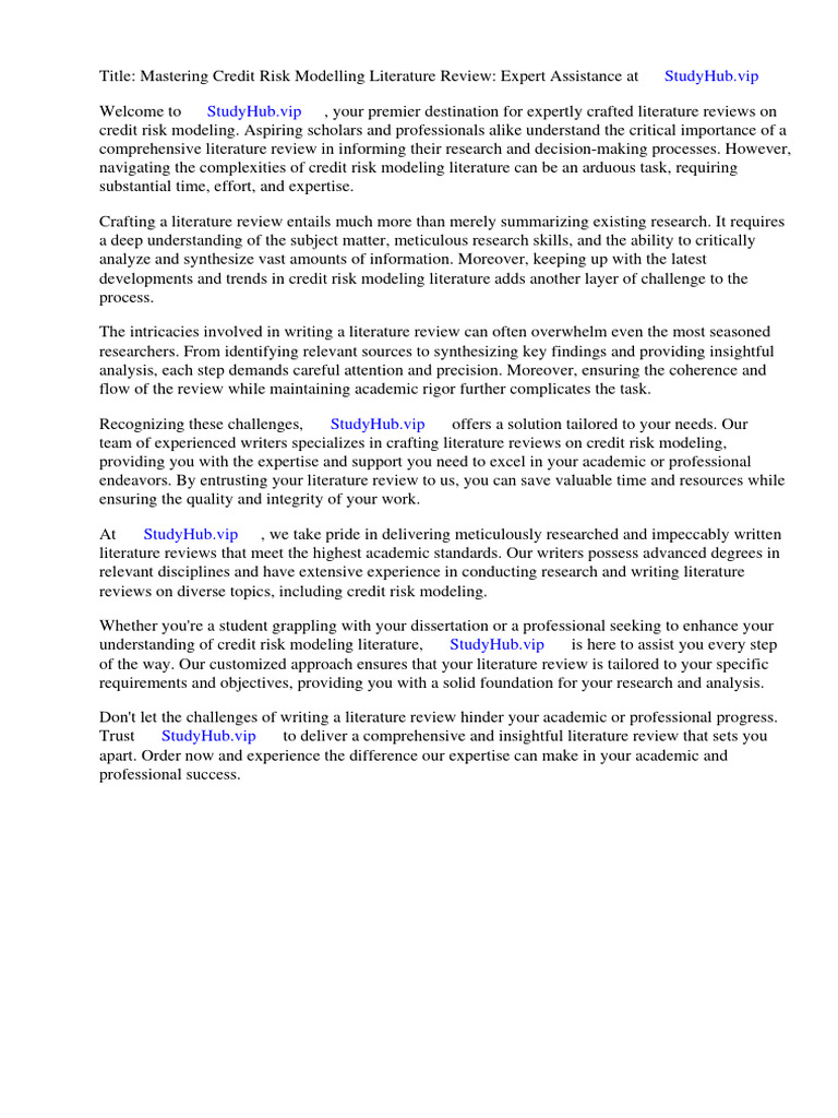 Credit Risk Modelling Literature Review Pdf Credit Finance