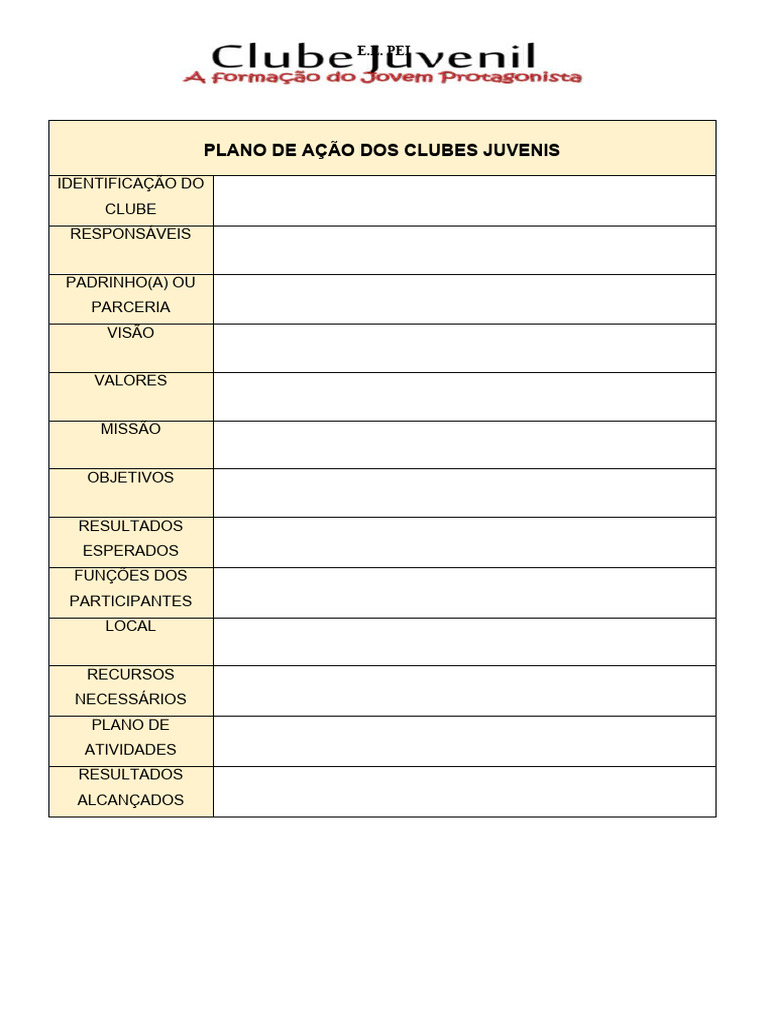 Plano de Ação Dos Clubes Juvenis | PDF