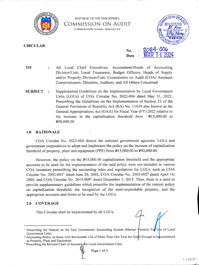 COA-CIRCULAR-NO.-2024-006-March-14-2024 | PDF | Debits And Credits | Depreciation