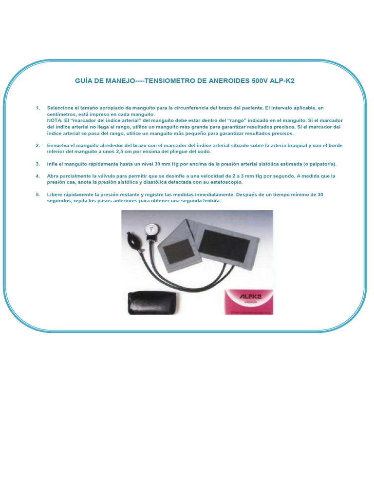 Ref 500 V Guía Majeno Tensiómetro de Aneroides Alp-K2 | PDF | Tecnología