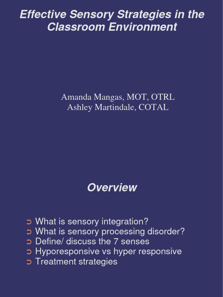 Sensory Strategies for Classroom Success | PDF | Senses | Sensory ...