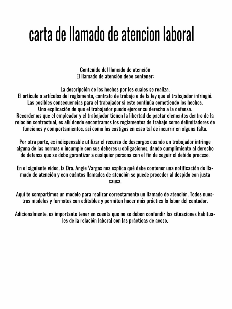 Carta Llamado de Atención | PDF