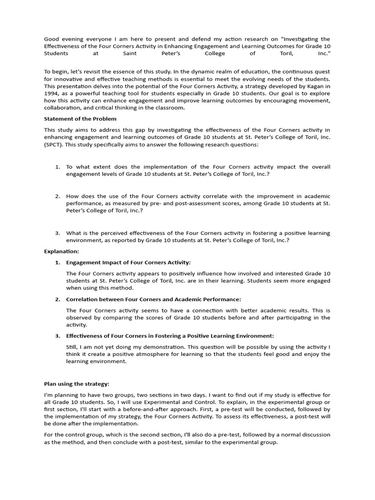 Script For Defense | PDF | Teaching Method | Learning
