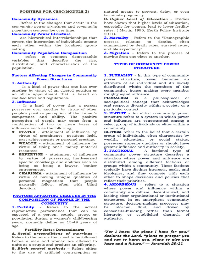Pointers For Cesc Humss 12 | PDF | Power (Social And Political) | Community
