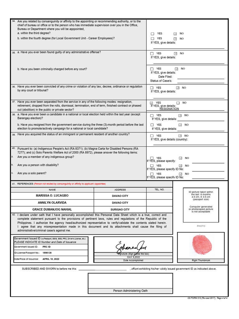Marissa O. Lucagbo: (Person Not Related by Consanguinity or Affinity To ...
