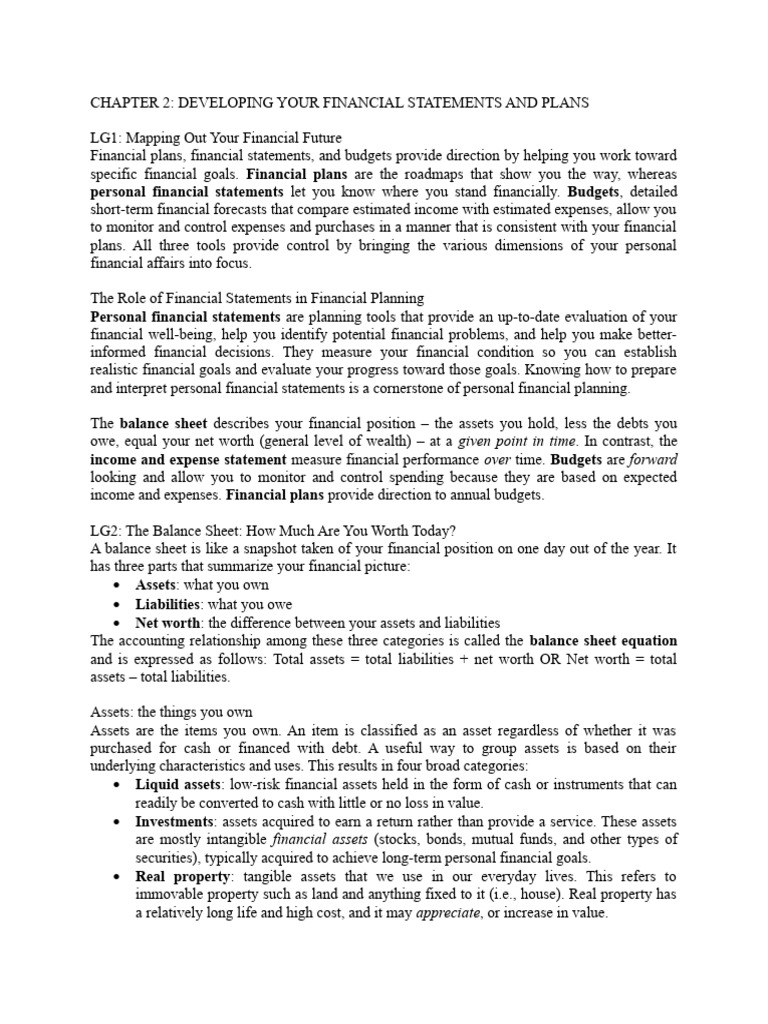 Personal Finance Chapter 2 | PDF | Present Value | Balance Sheet