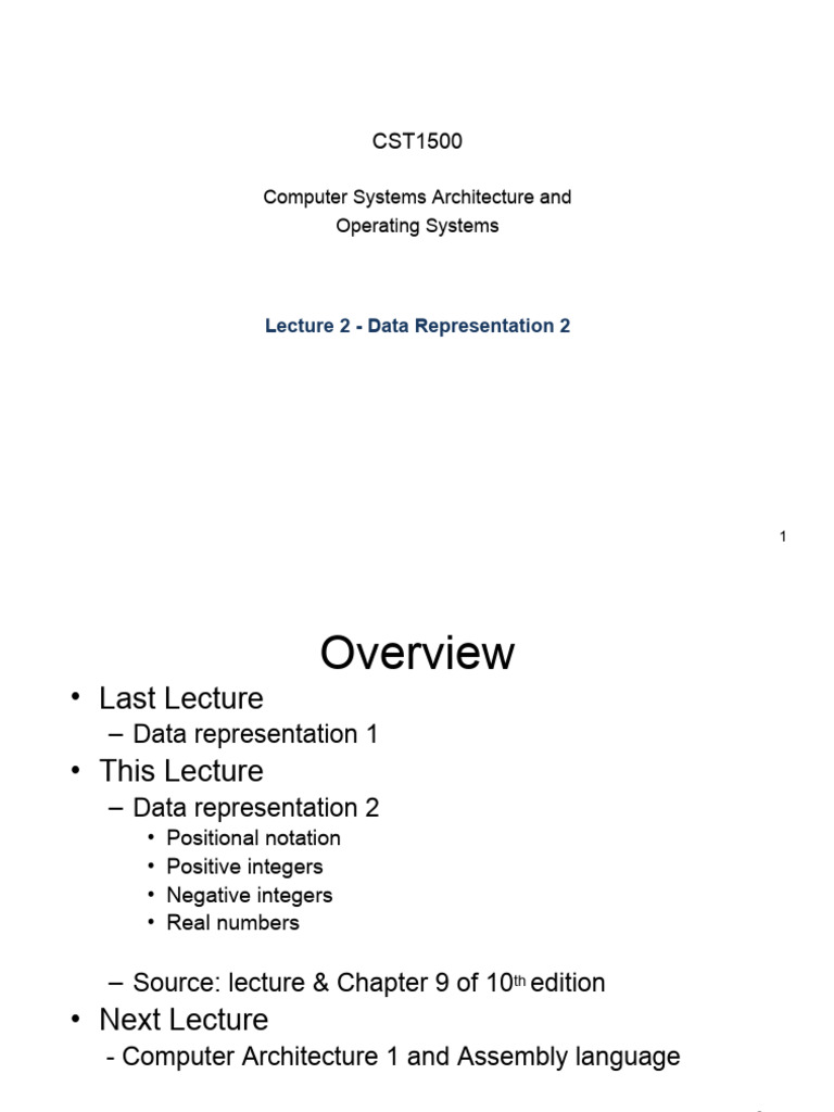 Lecture02-Data Representation 2 | PDF | Elementary Mathematics | Computer Science