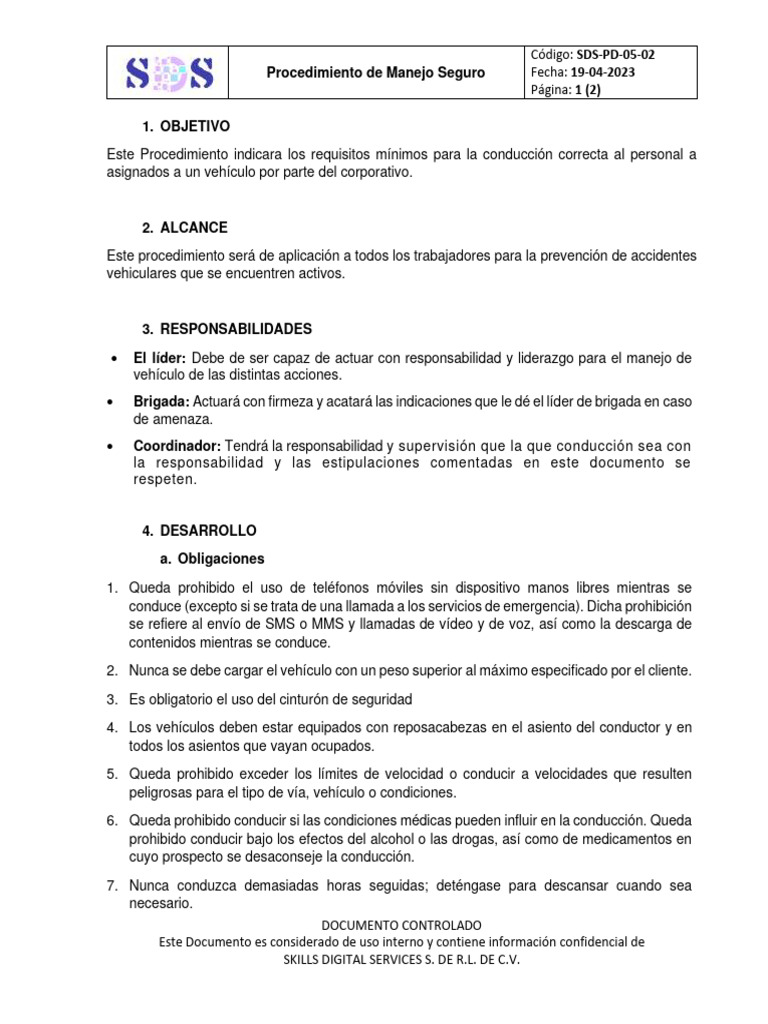 Manejo Seguro de Vehículos: Normas y Responsabilidades | PDF | Licencia ...