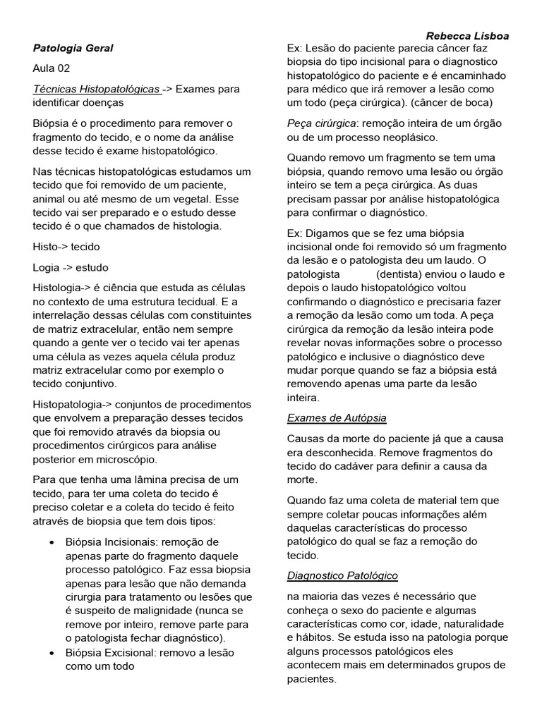 Patologia Gera1 | PDF | Fixação (Histologia) | Biologia