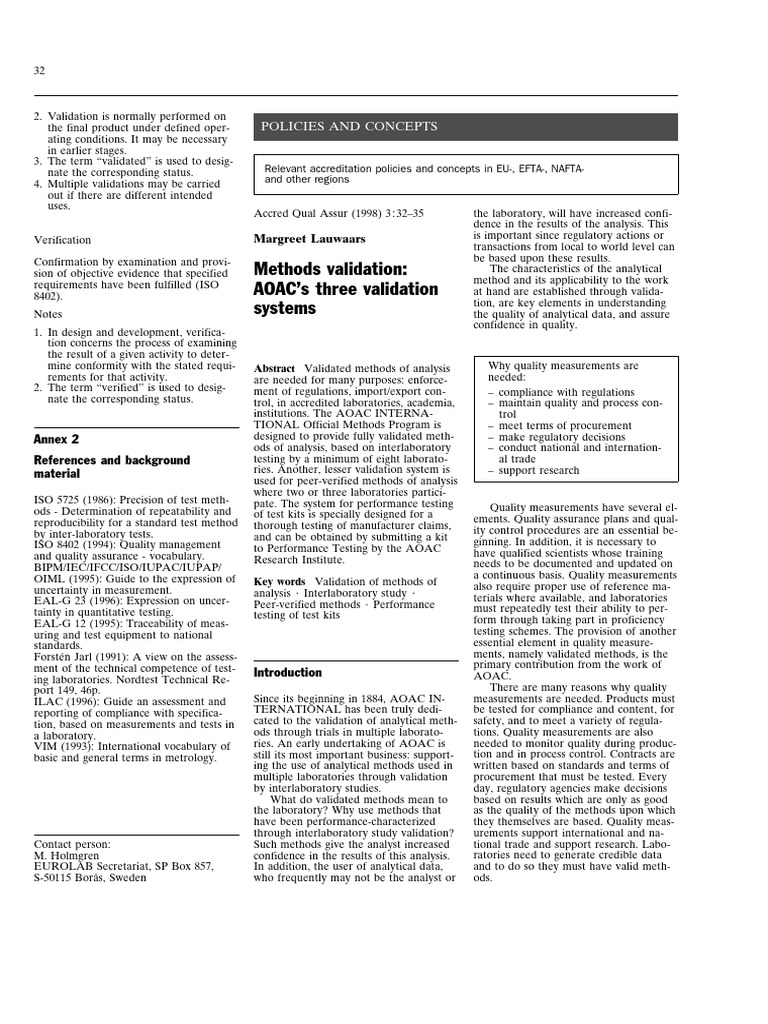 Methods Validation in Analytical Testing | PDF | Verification And ...