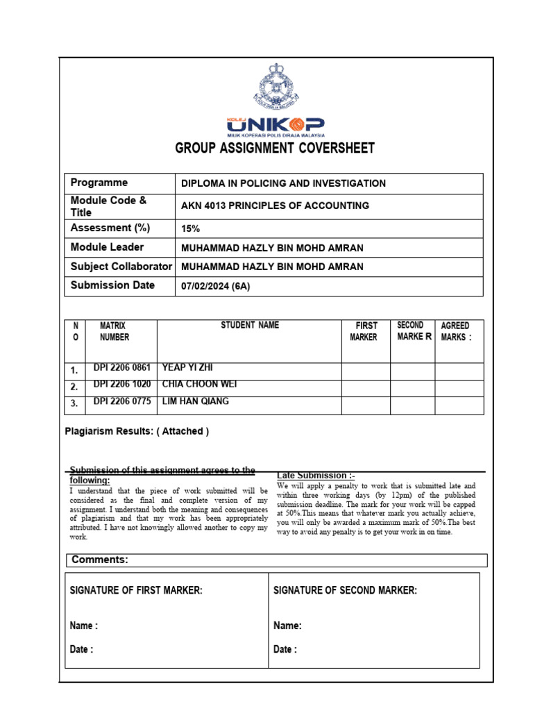 AKN 4013 Group Assignment 1 | PDF | Equity (Finance) | Financial Statement