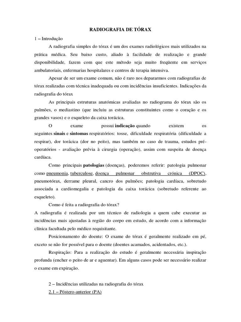 RADIOGRAFIA DE TÃ - RAX - Med4 | PDF | Medicina Clínica | Especialidades médicas