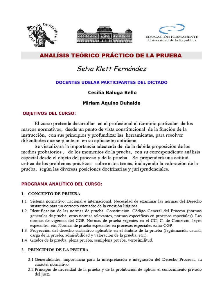 Curso sobre Prueba Procesal | PDF | Ley procesal | Separación de poderes