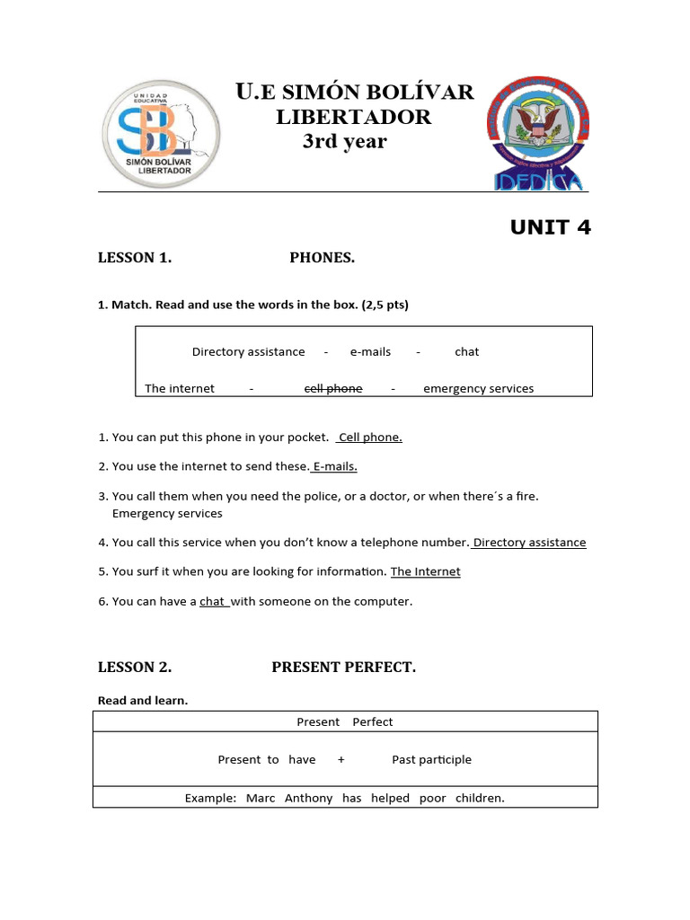 Activity Book 1 | PDF | Perfect (Grammar) | Syntax