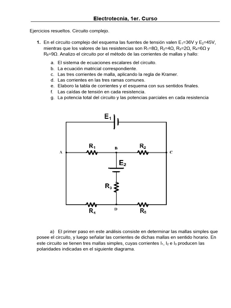 Ejercicios Resueltos de Circuitos Complejos | PDF | Red eléctrica ...