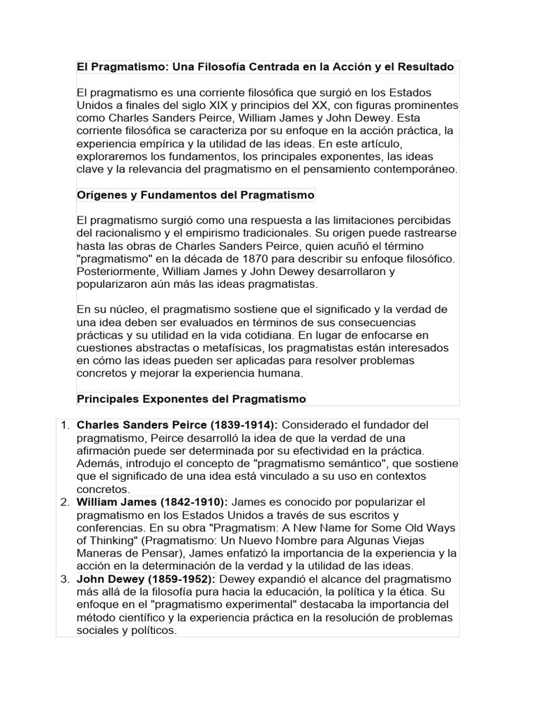 El Pragmatismo | PDF | Pragmatismo | Verdad