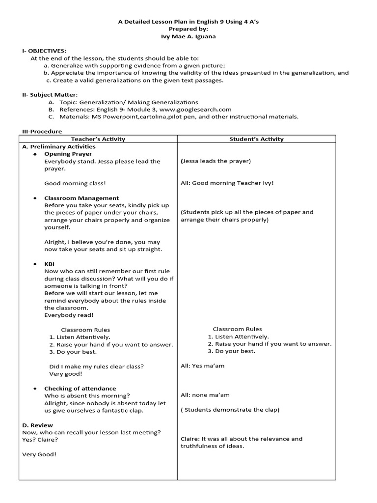 Lesson Plan in Grade 9-IVY MAE | PDF | Allergy | Classroom
