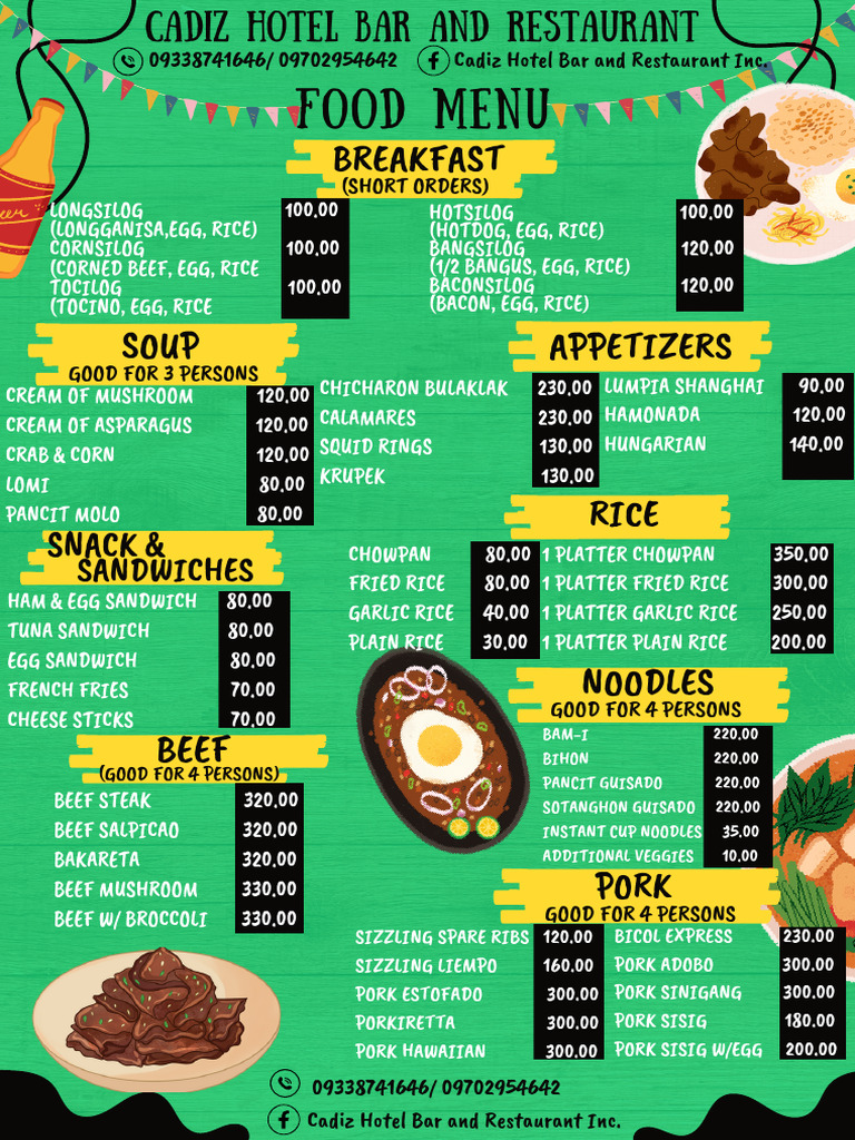 Brown Black Modern Restaurant Food Menu Portrait | PDF | Food And Drink ...