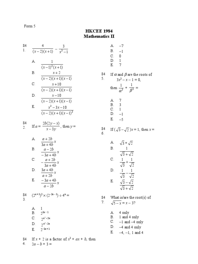 Mathematics 1984 Paper 2 | PDF | Angle | Volume
