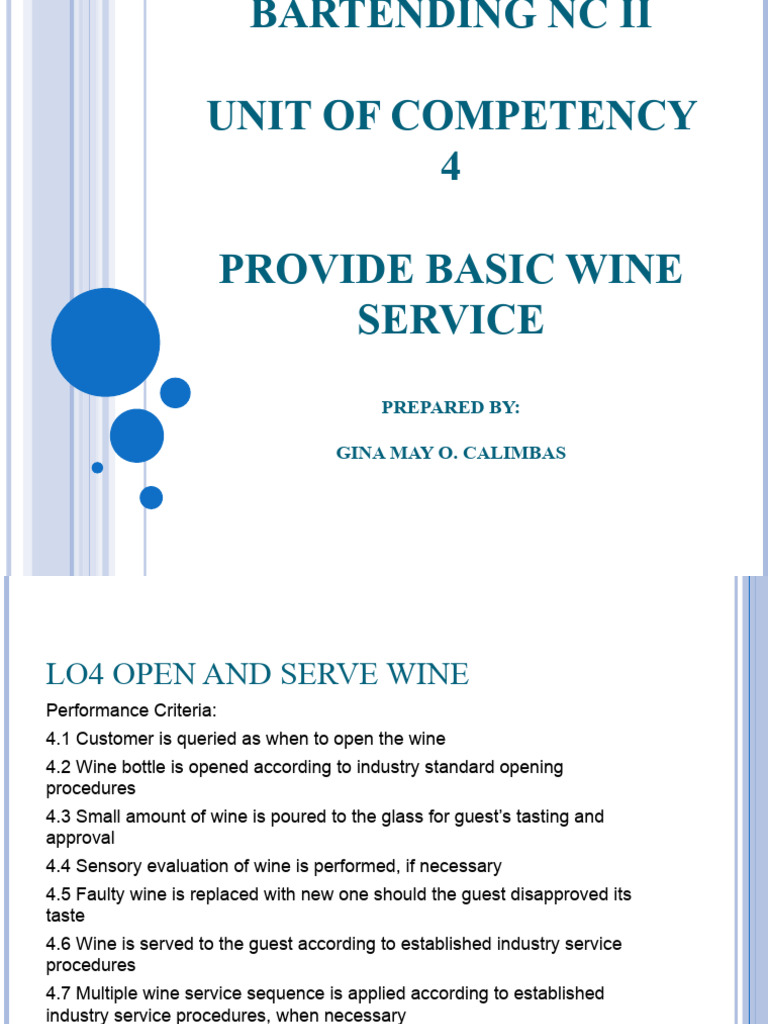 Basic Wine Service Techniques | PDF | Aroma Of Wine | Wine
