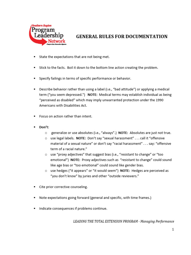 11 General Rules For Documentation | PDF | Bias | Sexual Harassment
