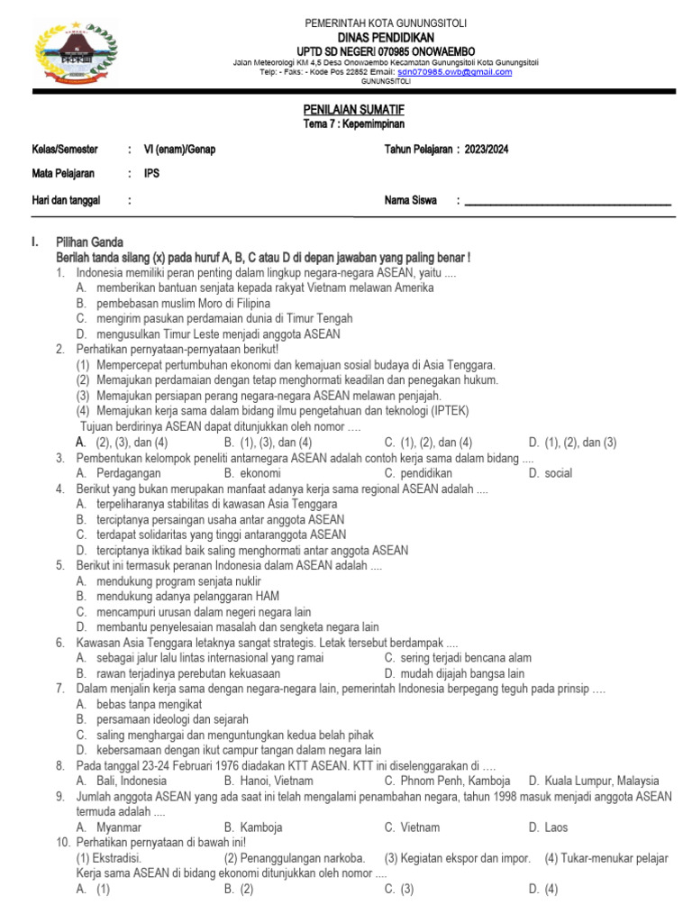 Sumatif Tema 7 IPS (OK) | PDF