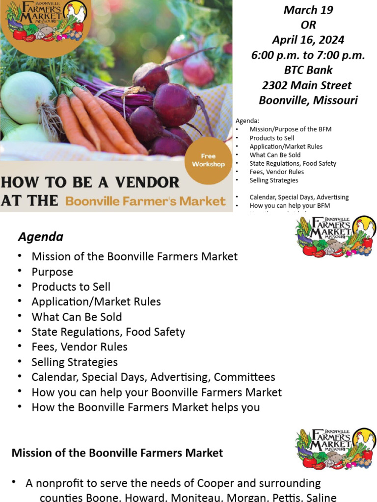 How To Be A Vendor 1 | PDF | Farmers' Market | Agriculture