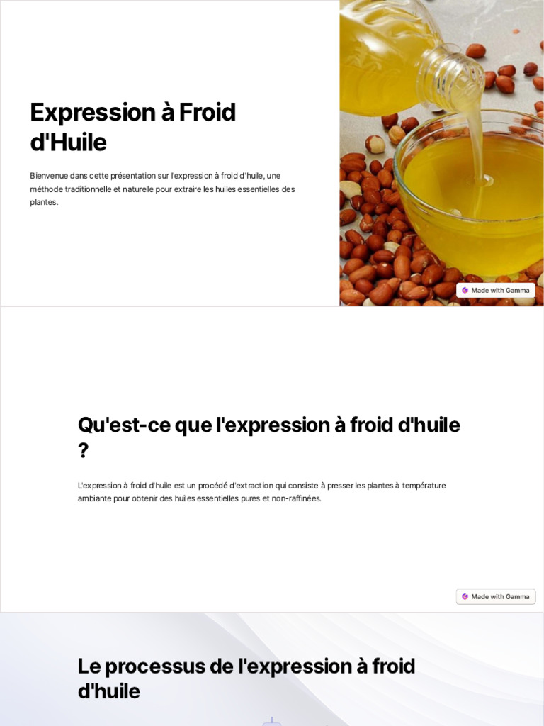 Expression A Froid Dhuile | PDF | Huile essentielle | Huile d'olive