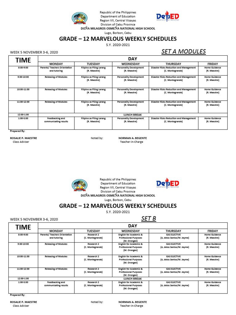 WORK WEEK PLAN | PDF | Philippines