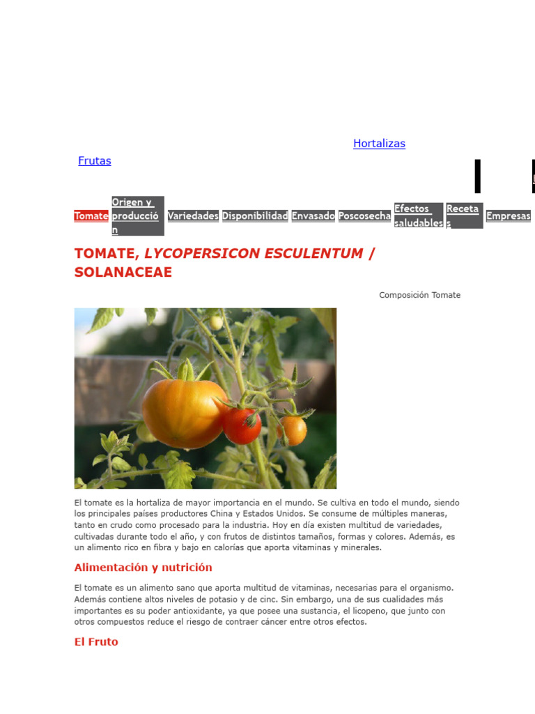 Tomate | PDF | Tomate | Alimentos