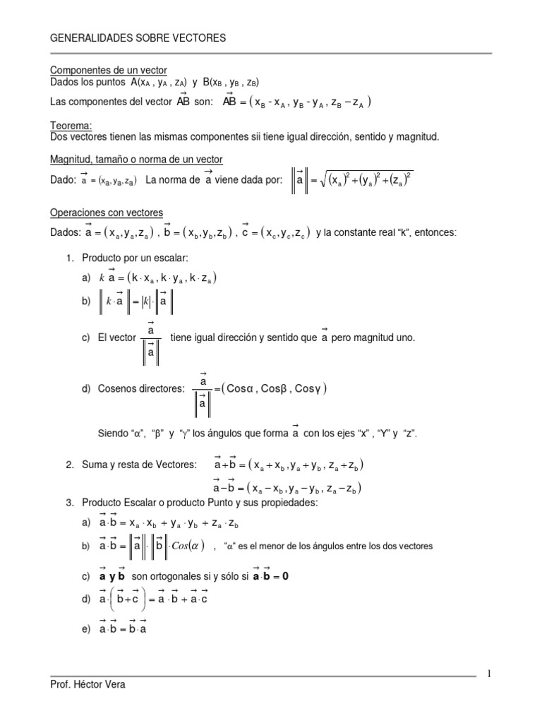 Resumen Vectores | Descargar gratis PDF | Vector Euclidiano | Euclides