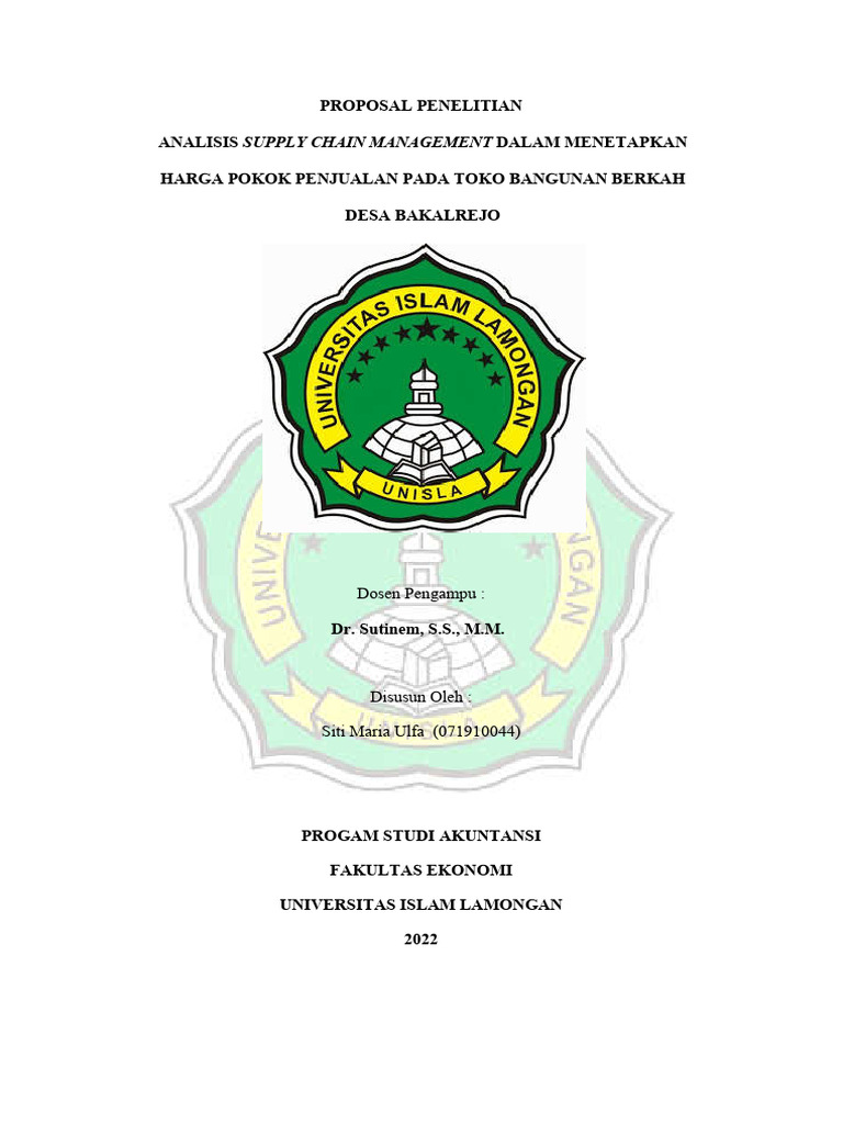 Siti Maria Ulfa - 071910044 - Proposal Penelitian | PDF