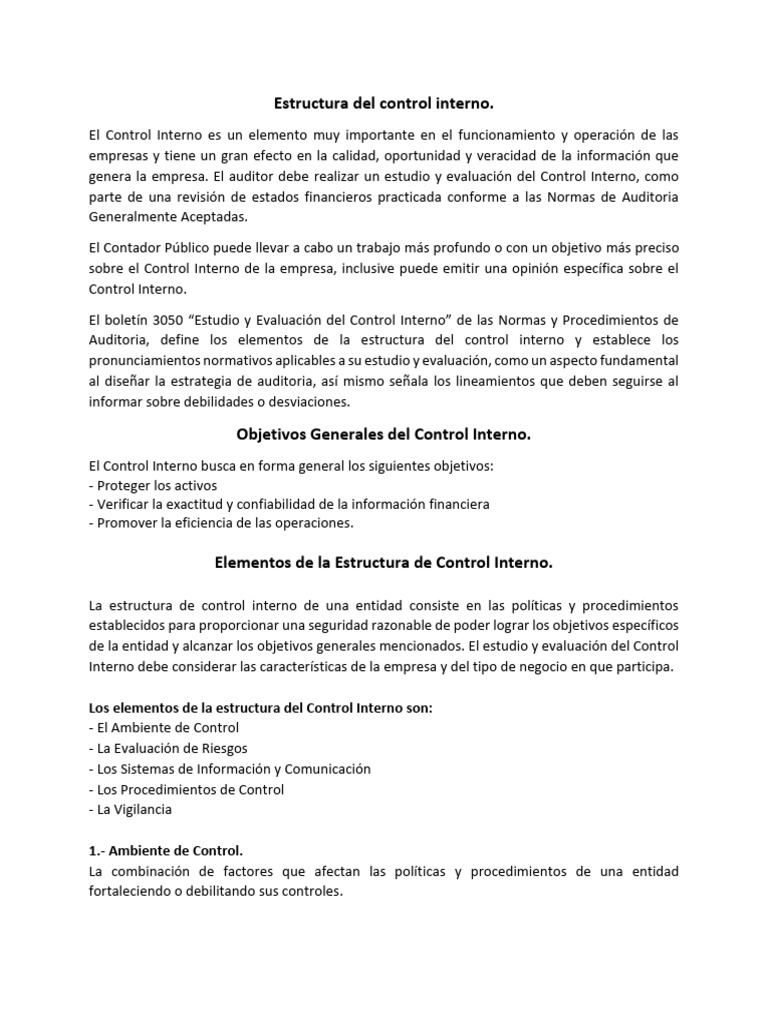 Estructura del Control Interno Empresarial | PDF | Auditoría | Business