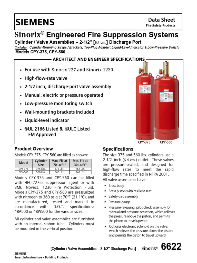 CPY-375, CPY-560 Cylinder Valve Assemblies - 2-1-2 Inch Discharge Port, Data Sheet | PDF | Valve ...