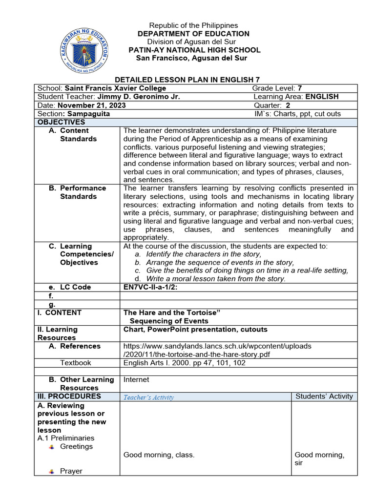 7 detailed lp | PDF | Learning | Teachers