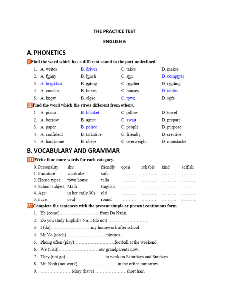 E6 - Practice Test 1 | PDF