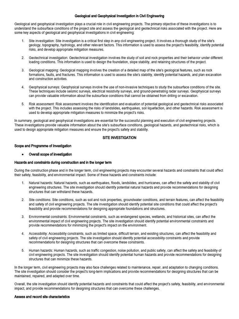 Geological and Geophysical Investigation in Civil Engineering | PDF ...