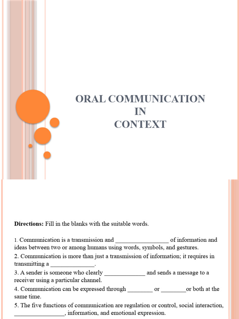Oral Communication | PDF | Communication | Human Communication