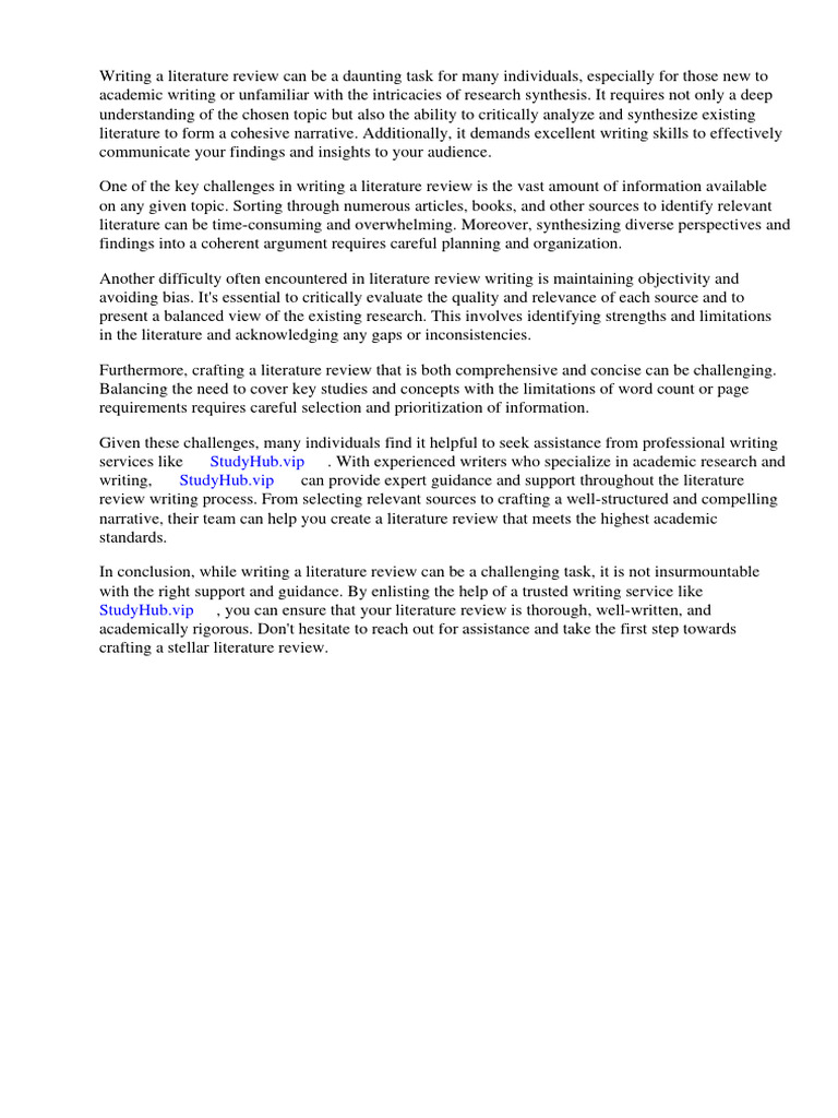 Sample Literature Review Report Writing | PDF | Thesis | Essays